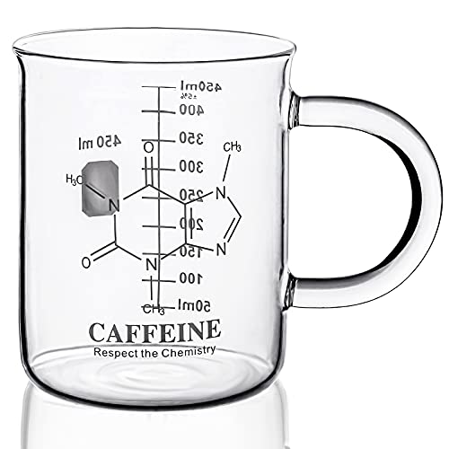 PSZEZNZ Caffeine Beaker Mug,Caffeine mug, Funny coffee mug,Coffee Mugs,Measuring for Coffee, Graduated Beaker Mug with Handle16 oz (450ml)