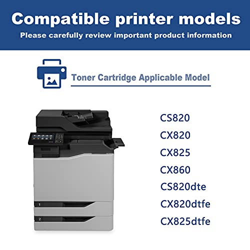 1 Pack (Black) Compatible CX820 82K1HK0 Toner Cartridge Replacement for Lexmark CS820 CX820 CX825 CX860 CS820dte CX820dtfe CX825dtfe Printers