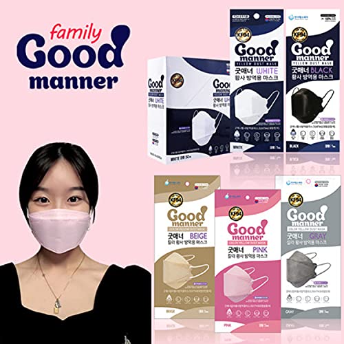 KF94 Disposable Face Safety Mask, Gray 100 Masks, Eco-Friendly Packaging - 5 Masks in 1 Pack, Breathable Mask for Adults β Good Manner
