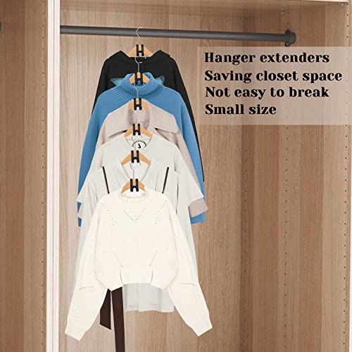 Clothes Hanger Connector Hooks 60 PCS, Hanger Extender Clips, Heavy Duty Plastic Connection Hooks, Space Saving Cascading Hanger Hooks for Organizer Closet, Black