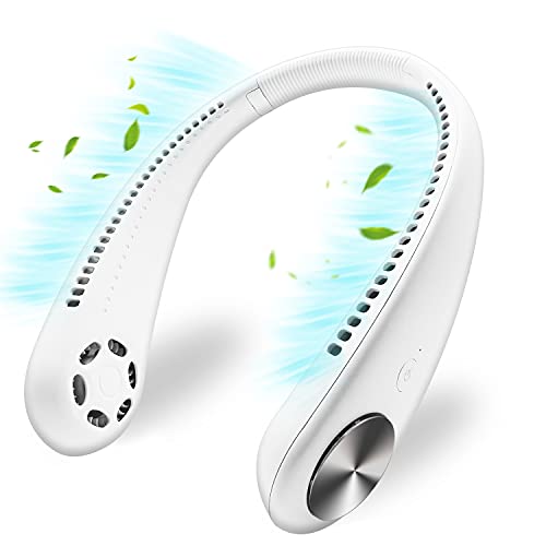 EMHFLYFN Portable Neck Fan Upgraded Hand Free Personal Fan Rechargeable Bladeless Neck Fan 360° Surround & 3 Gear Wind Wearable Cooler Fan U-Shaped Neck Ring Fan Suitable for Traveling Sports Office