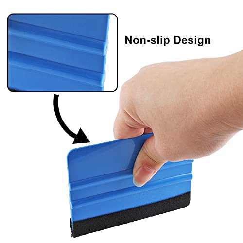 Zorfeter 5 Pcs 4 Inch Felt Edge Squeegee, Car Vinyl Scraper Decal Applicator Tool for Window Tint, Wallpaper, Decal Sticker Installation, with Black Felt Edge