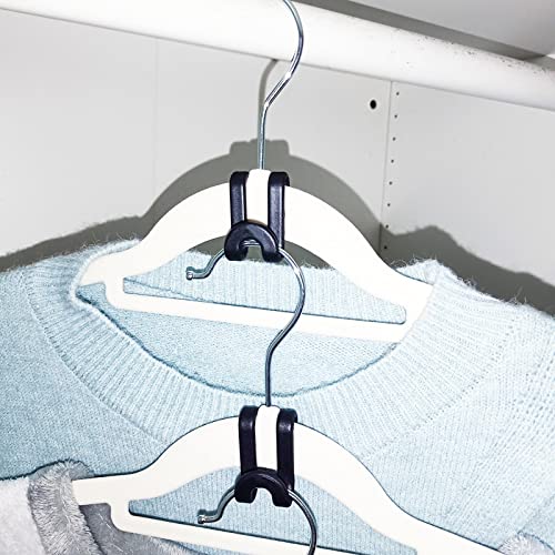 Clothes Hanger Connector Hooks 60 PCS, Hanger Extender Clips, Heavy Duty Plastic Connection Hooks, Space Saving Cascading Hanger Hooks for Organizer Closet, Black