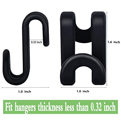 Clothes Hanger Connector Hooks 60 PCS, Hanger Extender Clips, Heavy Duty Plastic Connection Hooks, Space Saving Cascading Hanger Hooks for Organizer Closet, Black