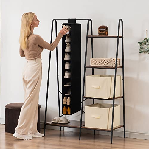 YOUDENOVA Hanging Shoe Organizer, 10-Shelf Closet Shoe Organizers, Hanging Shoe Storage, Black