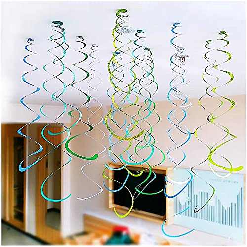 Mefuny Pack of 24 Orange Black Hanging Swirl Decorations Plastic Streamers Foil Swirls Ceiling Decorations Wedding Baby Shower Birthday Party Decorations