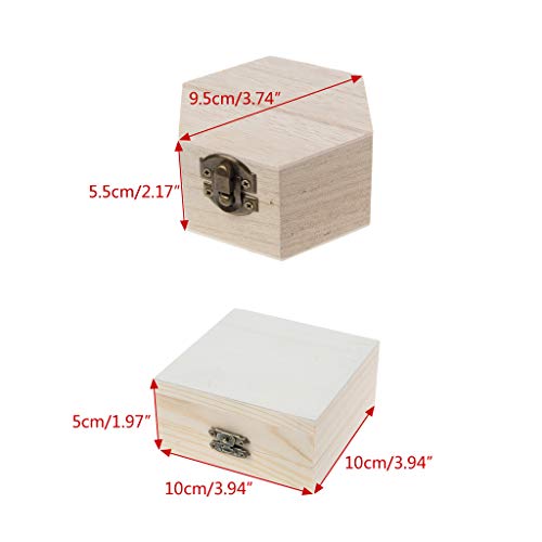 SOFEA Natural Wood Box Unfinished Plain Wooden Jewelry Storage Painting Art DIY Craft