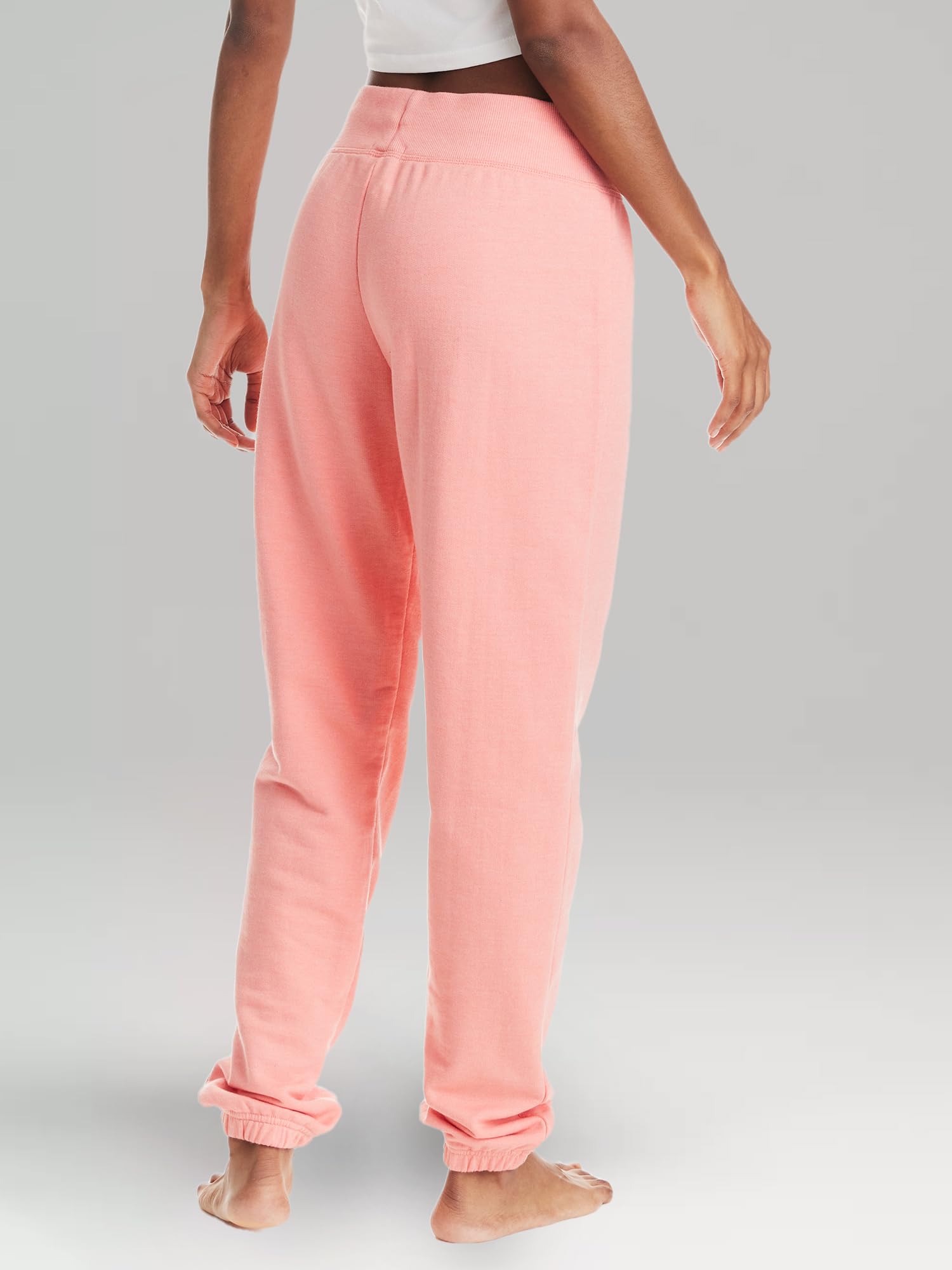 U.S. Polo Assn. Womens Sweatpants Joggers, Comfy and Breathable French Terry Lounge Pants for Women (Coral Heather, Medium)