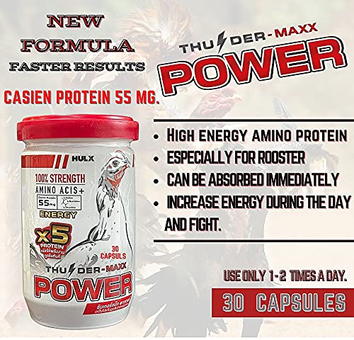 New MAXX 30 Capsules, Rooster Booster Vitamins Health Chicken Supplement Capsule, Increasing Energy Formula Stronger & More Power Healthy Feed Cock Fighting Gamecocks, Bird, Good Breeding, Hen Food