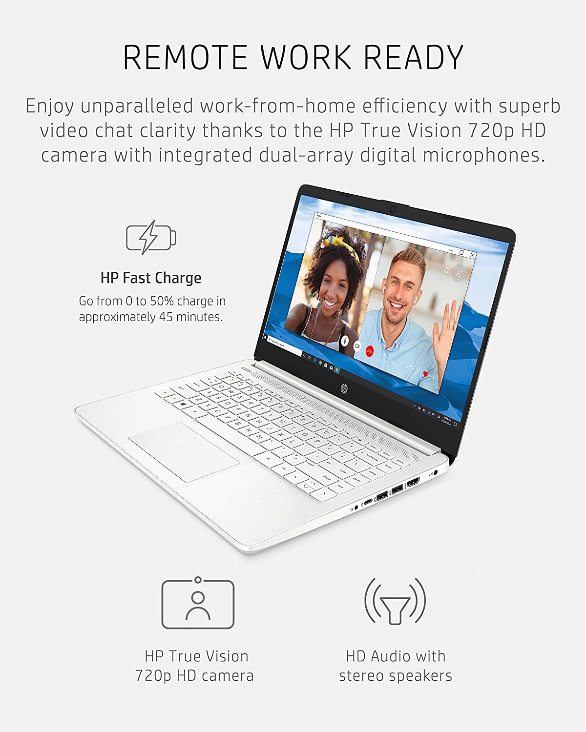 HP Stream 14inch HD Touchscreen Display Laptop, Intel Celeron N4020 Processor, 8GB DDR4 Memory, 128GB Storage (64GB eMMC+64GB Card), WiFi, Bluetooth,1-Year Microsoft 365, Win11, Snow White, W/GaLiMu