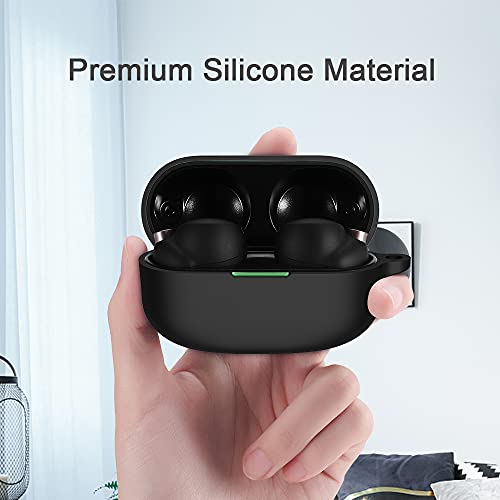 Maidea Case for Sony WF-1000XM4 , Waterproof Case Cover Shockproof Protective Skin Silicone Case with Keychain for Sony WF-1000XM4 Wireless Earbud Headphones (Black)