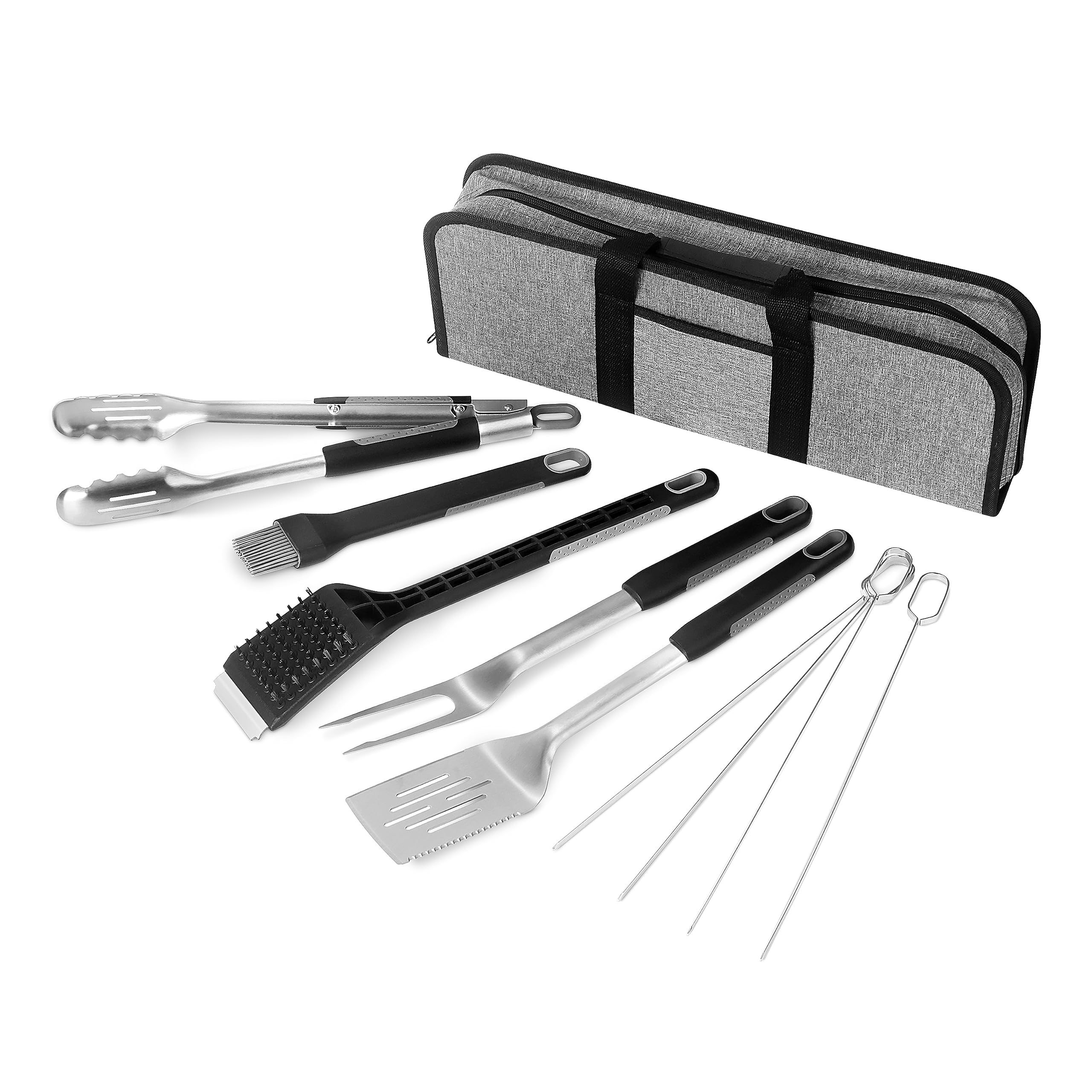 HomeEase BBQ Grill Tool Set- Stainless Steel Barbecue Grilling Accessories with 6 Utensils and Carrying Case