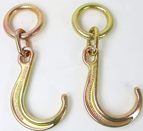 (2) 8" Inch J Hook Grade G70 Tow Axle Strap Wrecker Roll back Clevis - 5,400 WLL