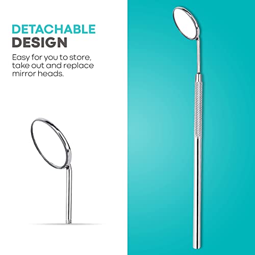 HOKIN Dental Mirror Number 5 Stainless Steel Professional Dentist Mirror with Two Removable Mirror Heads