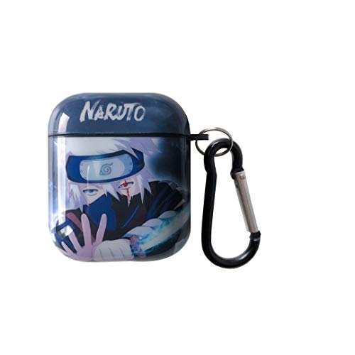 Anime AirPods case, 3D Fashion Cute Anime Character Skin AirPod case, Compatible with AirPod 2&1 Wireless Charging case, with Sturdy Keychain Accessory (Kakashi/White)