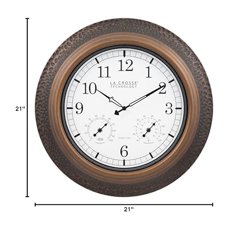 La Crosse Technology 433-3256A-INT 21-inch Bronze Indoor/Outdoor Atomic Analog Wall Clock