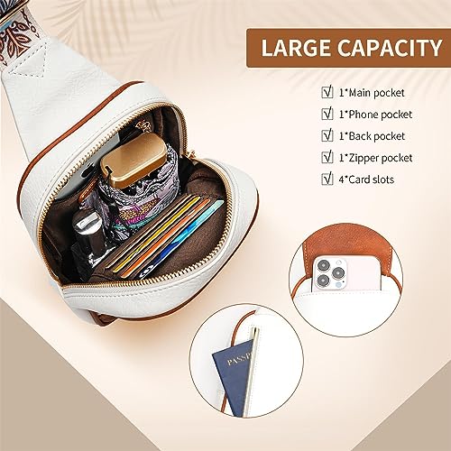 MEITRUE Small Sling Bag for Women Crossbody Bag Vegan Leather Sling Fanny Pack Cell Phone Purse with Adjustable Guitar Strap
