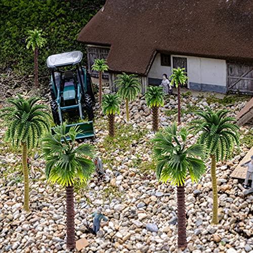 Darovly 30Pcs Palm Model Trees 1.97-3.54 inch (5-9cm) Green Palm Train Model Trees Diorama Scenery for Miniature Landscape Model Train Railways Building Decoration