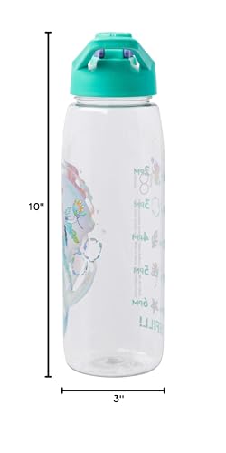 Silver Buffalo Disney The Little Mermaid Ariel Hydration Tracker Schedule Water Bottle With Screw-On Lid, 28 Ounces