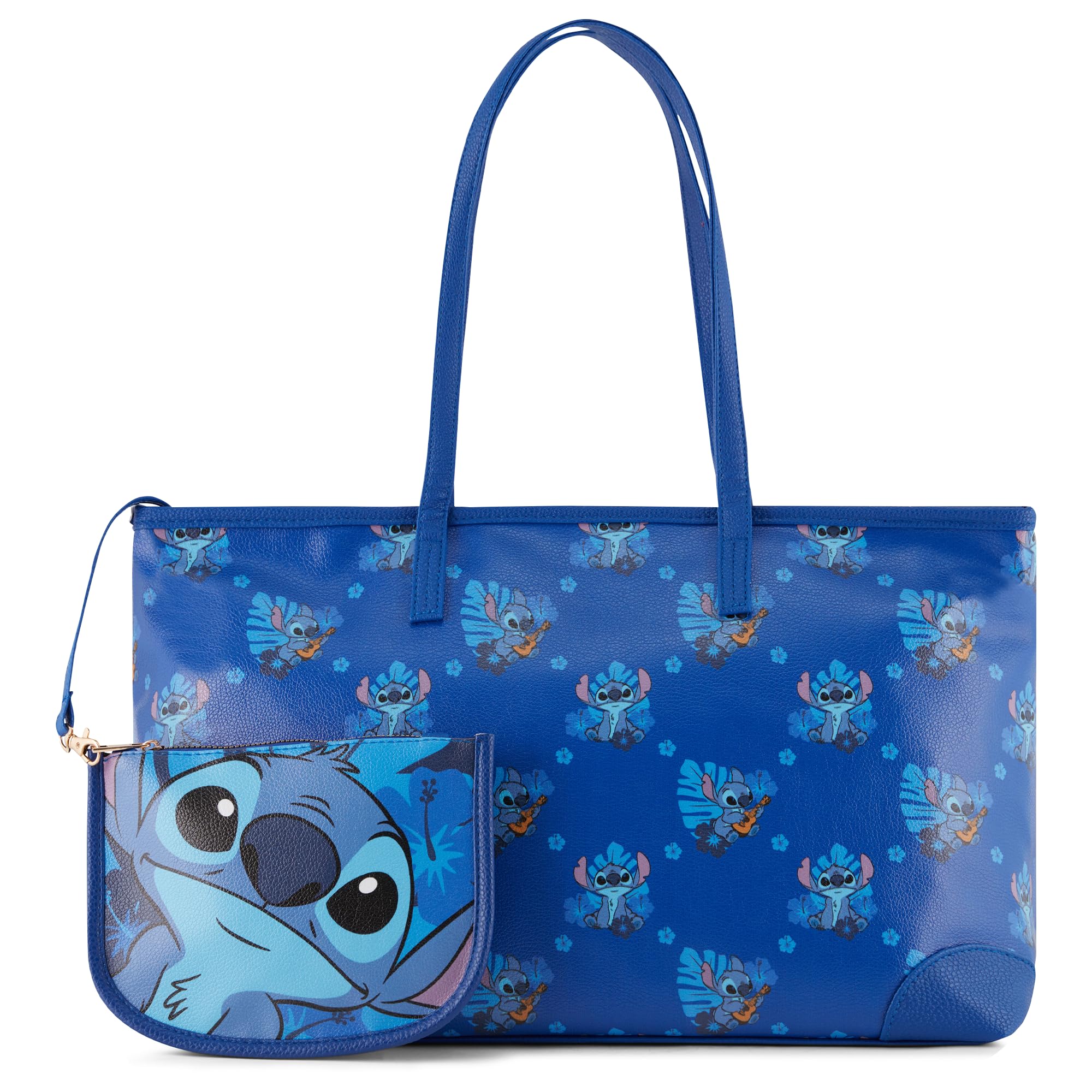 Disney Lilo and Stitch Tote bag - Girls, Boys, Teens, Adults - Stitch Faux PU Leather Cosplay Tote Handbag with Zipper Pouch