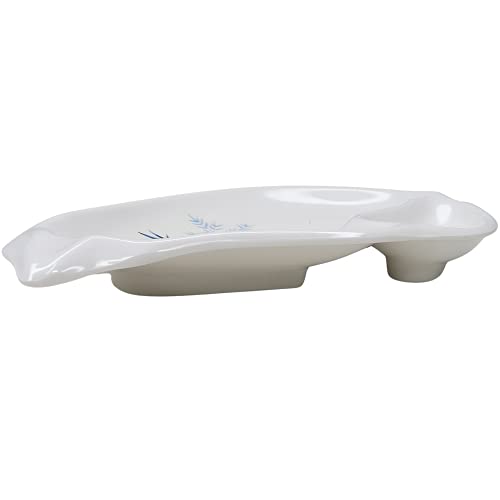 Unique Japanese White Melamine Divided Plate with Bamboo Design, Sushi and H'orderves Serving Platter for Meals, 8.25 x 5.5 Inches