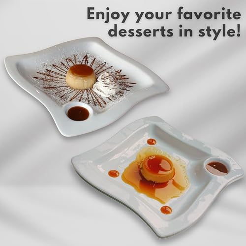 Il Bel Piatto 12-inch Premium Elegant Italian Porcelain Plates with Sauce Compartment - Premium Dining Plates Made in Italy (White, 4 Pieces)