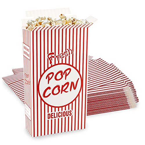 MT Products Popcorn Boxes for Party - 0.74 oz. (Pack of 50) - #1 Popcorn Buckets With Close Top - Great for Movie Theater, Circuses, and Stadium
