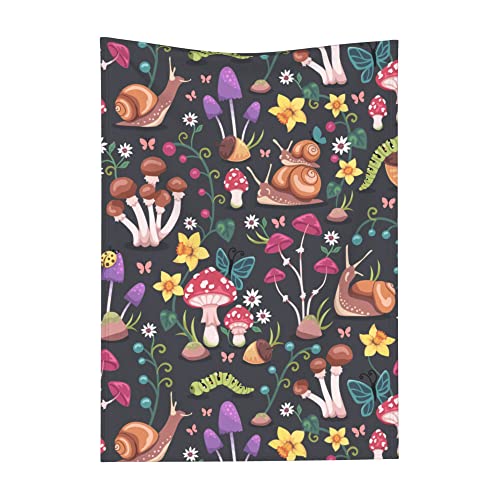 LAKIMCT Snail Mushroom Blanket for Couch Bed Throw Blanket, Aesthetic Decorative Blanket for Travel Camping Comfy Blanket, Full Size Blanket, 30x40 inch