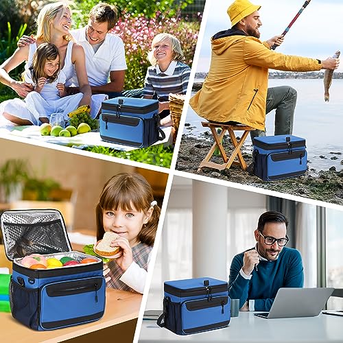 CYANB Lunch Bag for Men Women Insulated Cooler for Work tourit Fishing Picnic Blue