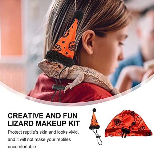 Lizard Clothes for Bearded Dragon - Halloween Hat and Cloak Set Adjustable Halloween Costume Xmas Gifts Pets Apparel for Bearded Dragon Rabbit Guinea Pig Ferret Hedgehog (Halloween Hat & Cloak Set)