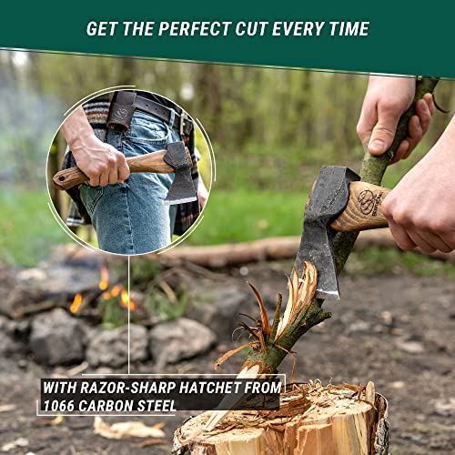 BeaverCraft Carving Axe Hand Forged Hatchet with Sheath - Small Axe Hatchet Axe with Wood Handle - Bearded Axe Wood Hatchet Forged Axe Bushcraft Hatchet Camping Hatchet Carving Axe Hatchet AX1