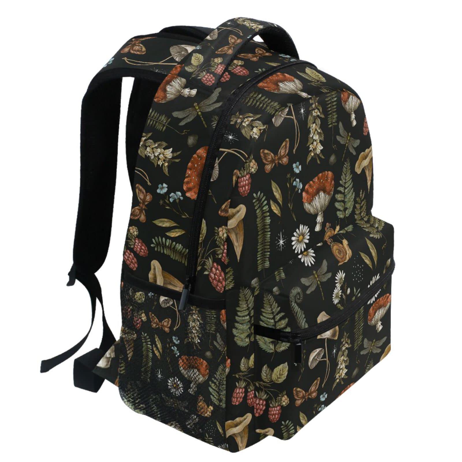 Wamika Mushroom Butterfly Kids Backpack Dragonfly Leaves School Backpacks Boys Girls Daypack Book Bag