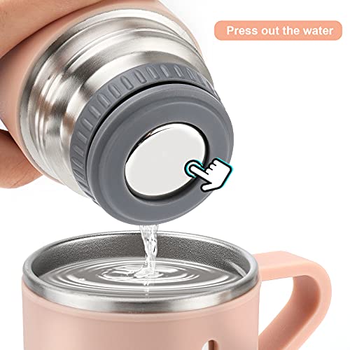Stainless Steel Thermo 500ml/16.9oz Vacuum Insulated Bottle with Cup for Coffee Hot drink and Cold drink water flask.(Pink,Single)