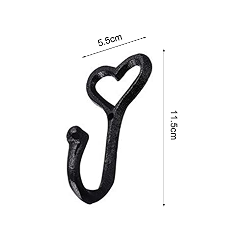 mogen886 Retro Black Wall Hook,Heart Shape Wrought Iron Decorative Duty Iron Hooks for Hanging Keys Towels Coat in Bathroom Kitchen Supplies Decorative Black