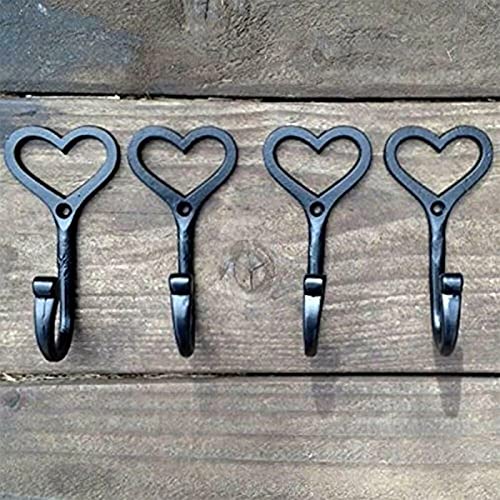 mogen886 Retro Black Wall Hook,Heart Shape Wrought Iron Decorative Duty Iron Hooks for Hanging Keys Towels Coat in Bathroom Kitchen Supplies Decorative Black