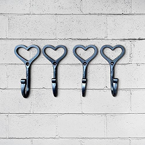 mogen886 Retro Black Wall Hook,Heart Shape Wrought Iron Decorative Duty Iron Hooks for Hanging Keys Towels Coat in Bathroom Kitchen Supplies Decorative Black