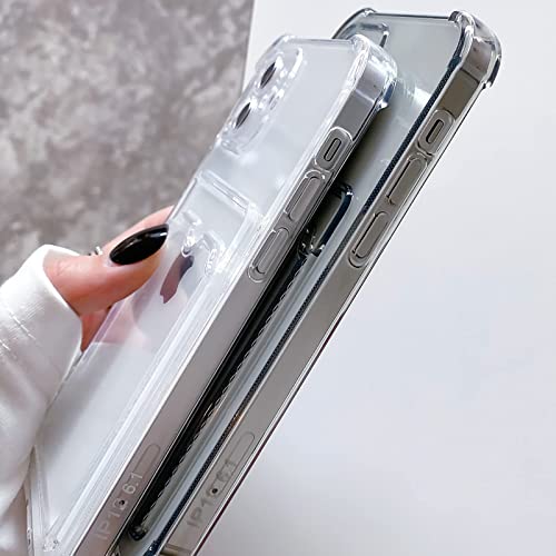 Tuokiou Clear Wallet Phone Case for iPhone 11, Upgrade Clear Card Slot Case, Slim Fit Protective Soft TPU Shockproof Wallet Case with Cute Card Holder Pocket for Apple iPhone11 6.1inch (2019) (Clear)