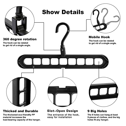 HEYHOUSE Closet Organizers and Storage,College Dorm Room Essentials,Pack of 10 Multifunctional Closet Organizer Magic Space Saving Hangers with 9 Holes Closet Storage Organization for Wardrobe Closet