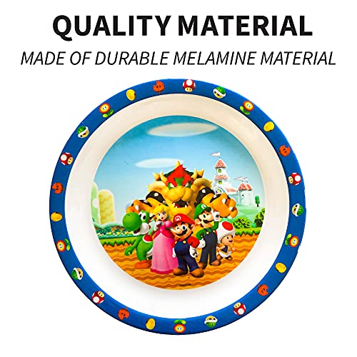 Franco Kids Dinnerware Cartoon Designed Set of 3 Kitchen Plates, 8 Inches, Super Mario