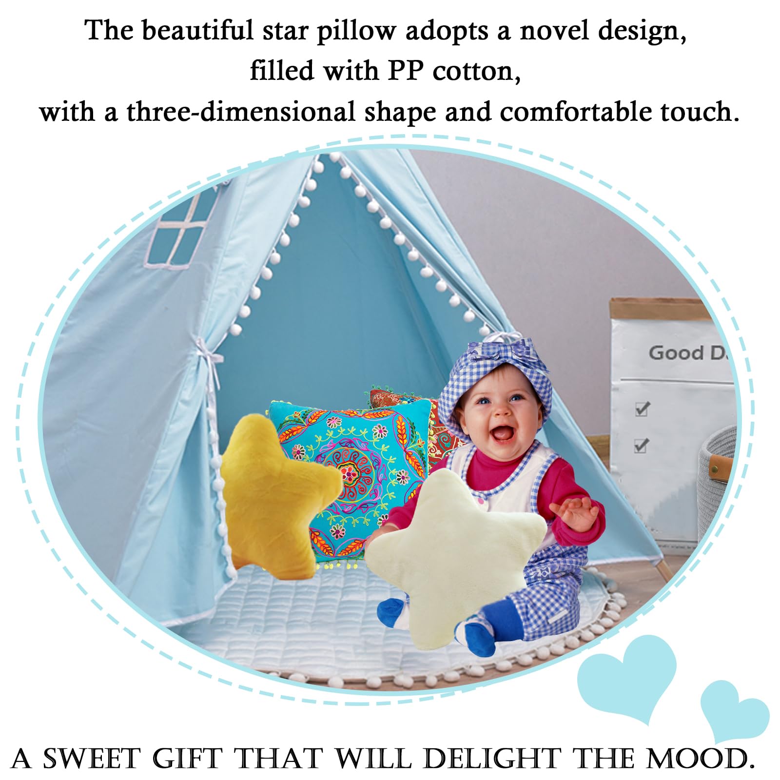 zhidiloveyou Star Pillow Plush White, Stuffed Star Shaped Pillow Cute Toy for Kids 15.7 inch