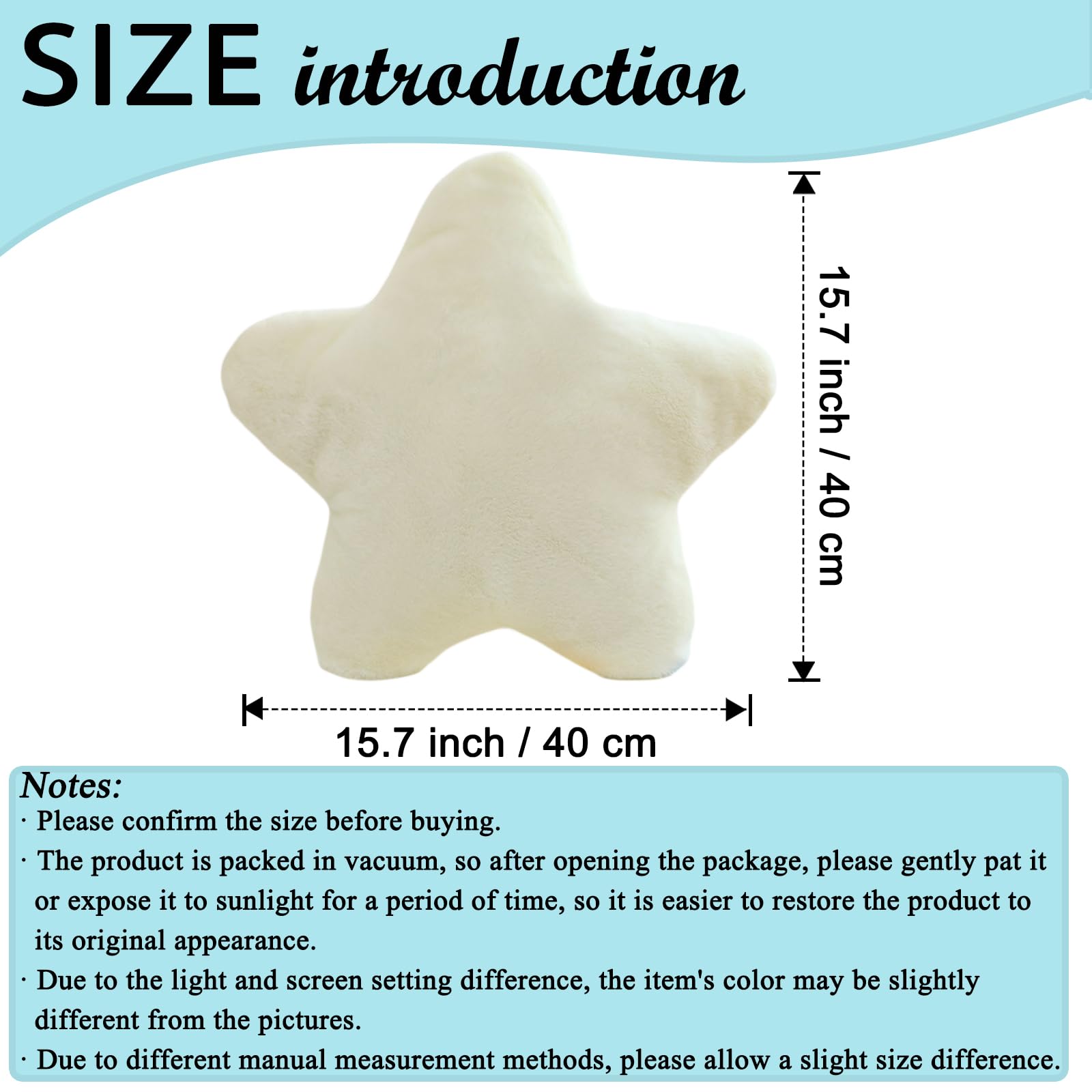 zhidiloveyou Star Pillow Plush White, Stuffed Star Shaped Pillow Cute Toy for Kids 15.7 inch