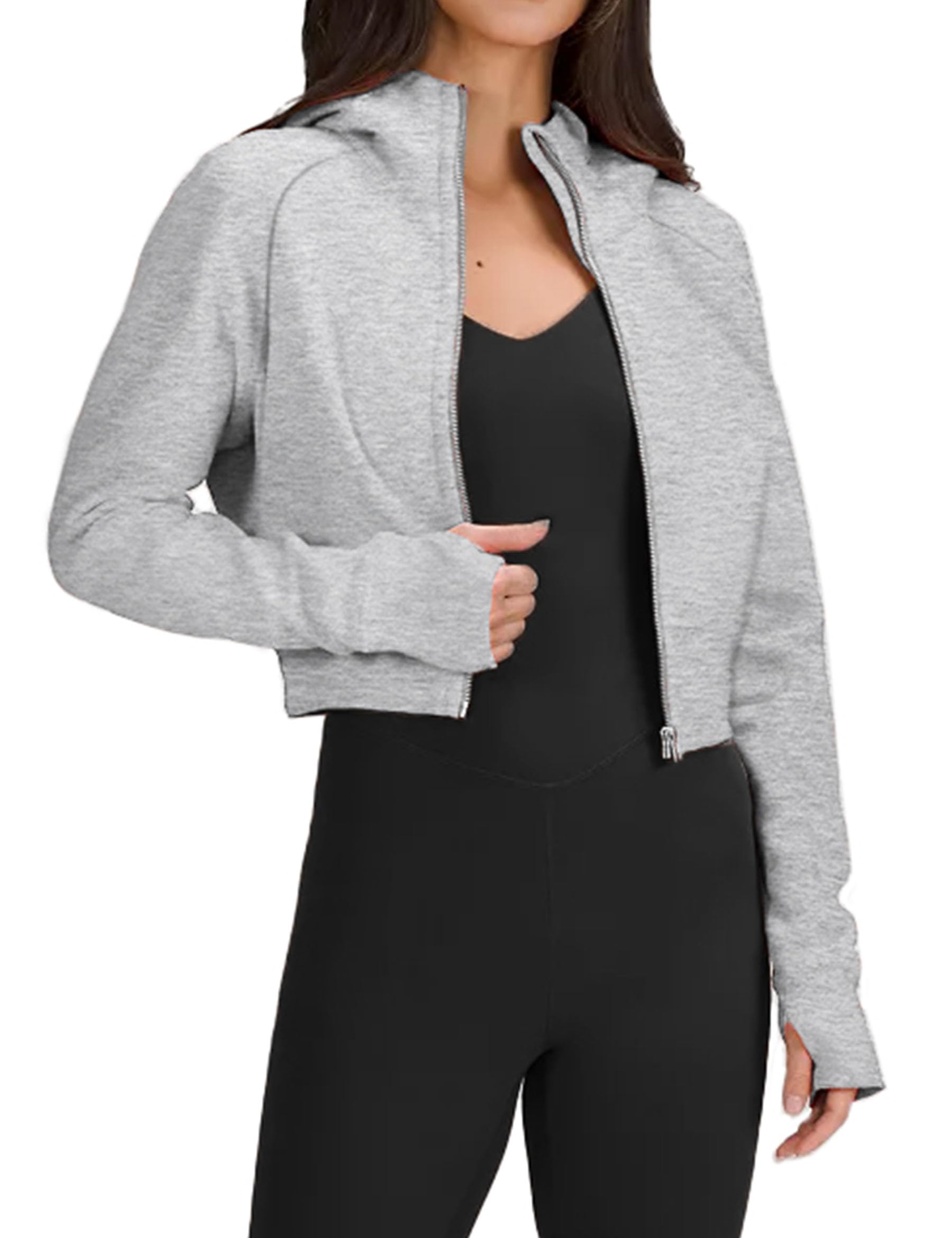 Fengbay Womens Zip Up Cropped Hoodies Fleece Full Zipper Sweatshirts Pullover Scuba Hoodie with Pocket