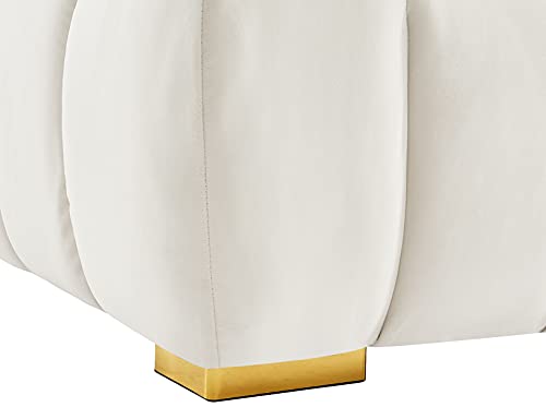 Meridian Furniture Gwen Collection Velvet Upholstered Sofa with Deep Biscuit Tufting, Cream