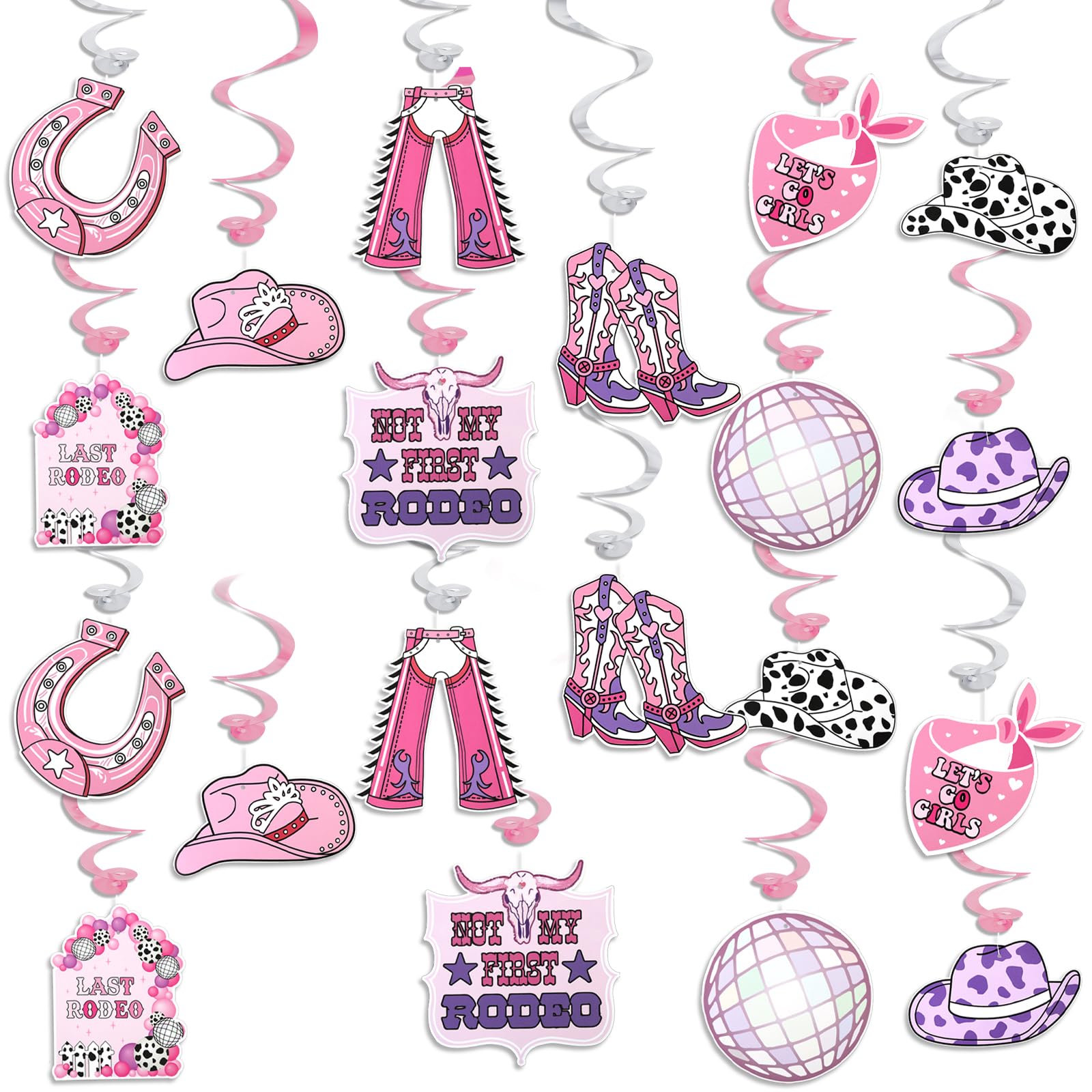 Western Cowgirl Party Hanging Decorations, Let's Go Girls Cowgirl Bachelorette Party Decorations for Western Disco Party Cowgirl Birthday Western Theme Last Rodeo Bachelorette Party Supplies