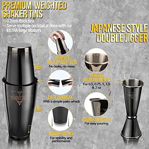 Mixology Bartender Kit: 20-Piece Boston Cocktail Shaker Set with a Bamboo Stand Bartending Kit for Drink Mixing | Perfect Cocktail Kit Black Bartender set | Ideal Cocktail Set for Home Bar Set Bar Kit