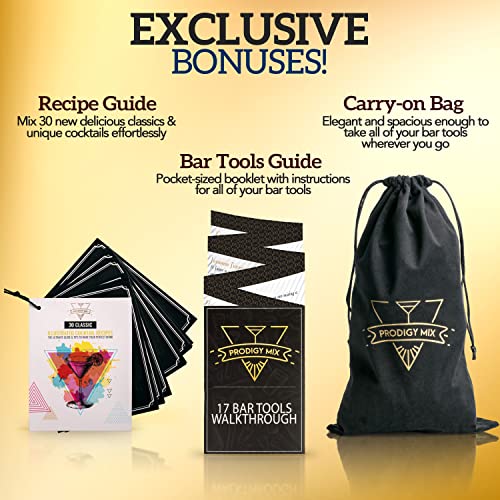 Mixology Bartender Kit: 20-Piece Boston Cocktail Shaker Set with a Bamboo Stand Bartending Kit for Drink Mixing | Perfect Cocktail Kit Black Bartender set | Ideal Cocktail Set for Home Bar Set Bar Kit