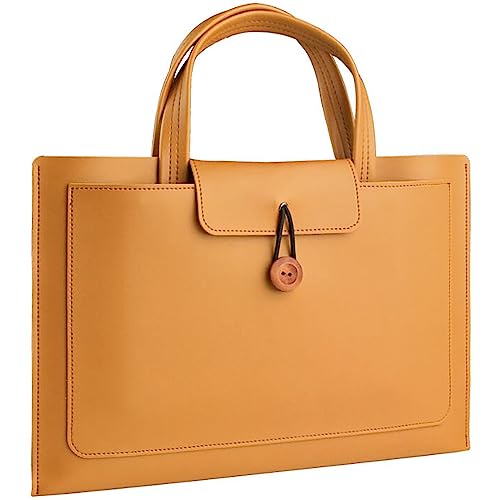 4USALE Leather Laptop Sleeve Case HandBag for Women Business Messenger Bag ShoulderBag (Brown-14)