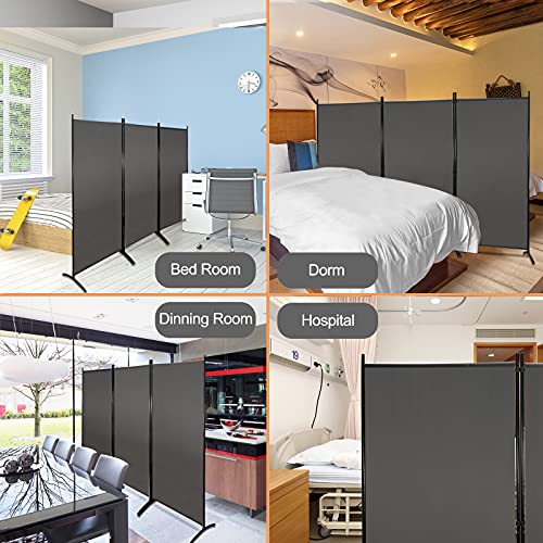 Partition Room Dividers 3 Panel Folding Privacy Screens 6 Ft Portable Office Walls Dividers for Room Separator 102"x20"x71", Grey