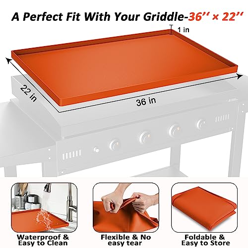 36’’ Griddle Mat Silicone Protective Cover for Blackstone 36 Inch Grill Accessories, Heavy Duty Silicone Grill Mat Griddle Flat Top Cover Surface Protect from Dust & Rust