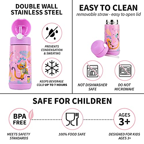 Franco Kids Double Wall Insulated Stainless Steel Water Bottle, 12-Ounce, Sony Vivo